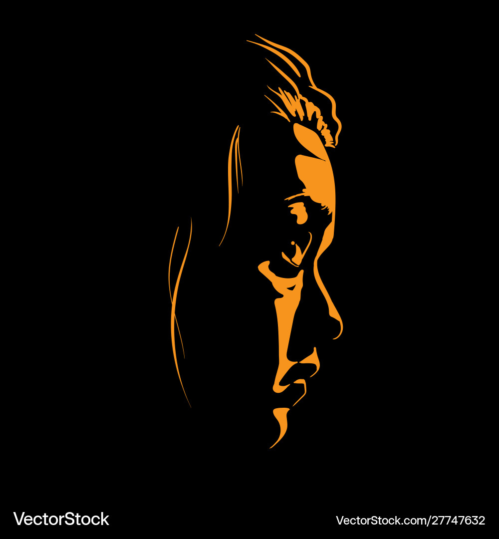 Woman face silhouette in contrast backlight Vector Image