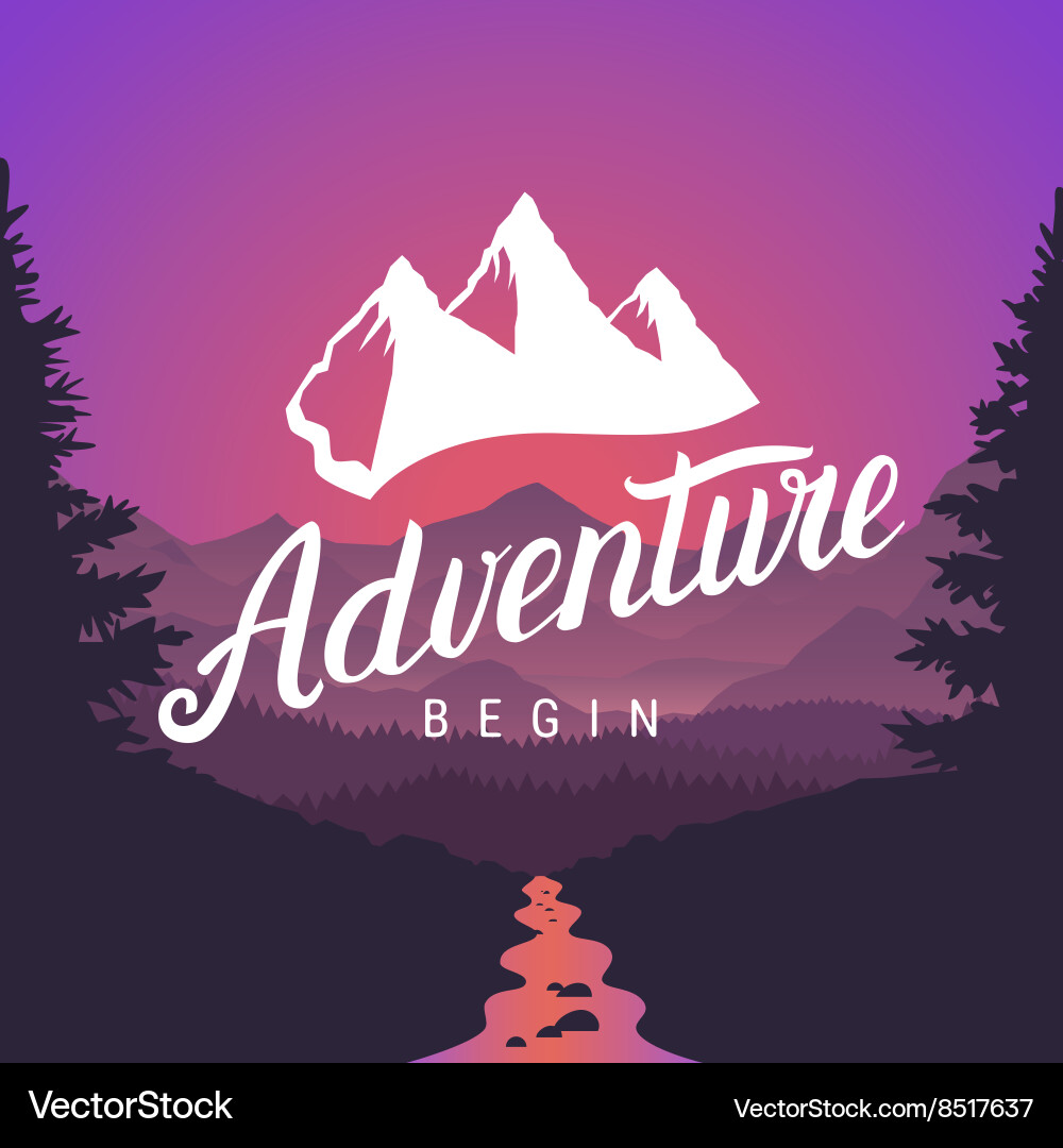 Adventure logo lettering calligraphy outdoor Vector Image