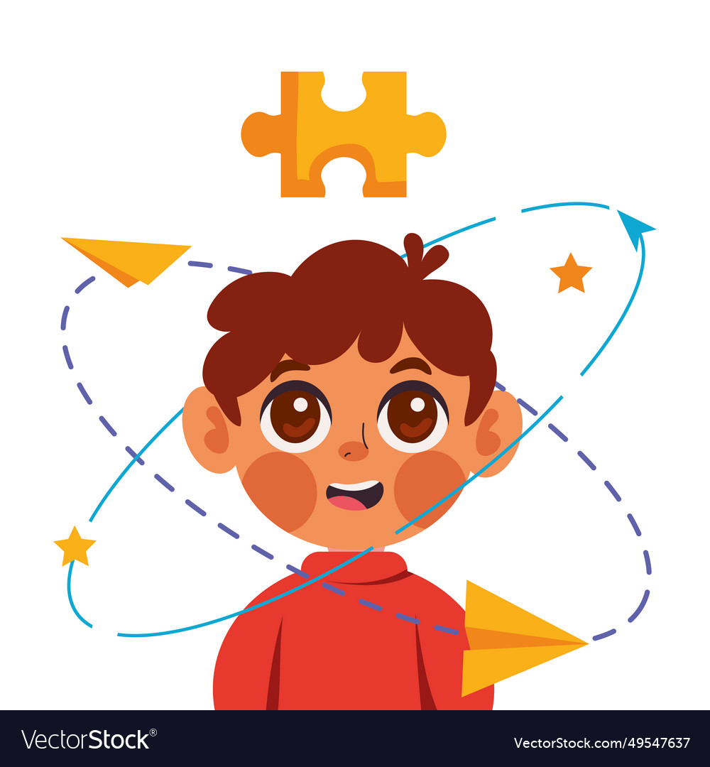 Attention deficit hyperactivity disorder child Vector Image