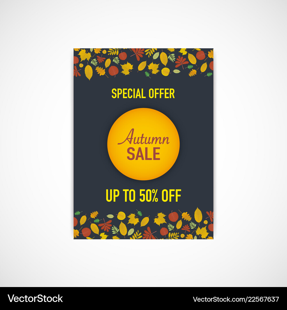 Autumn leaves flyer dark background eps file Vector Image