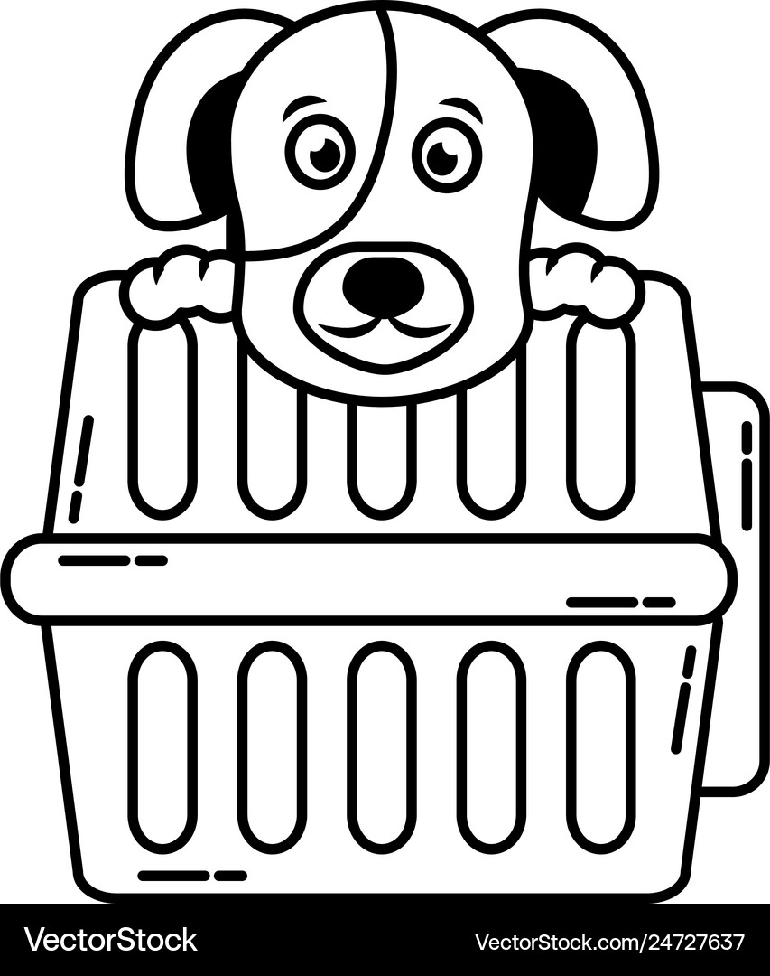 Cute dog pet with transport box Royalty Free Vector Image