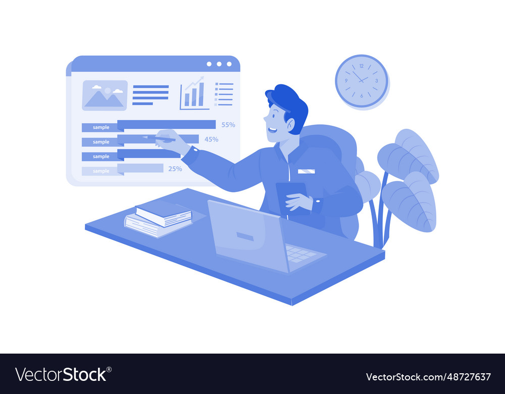 Data analysts analyze campaign performance Vector Image