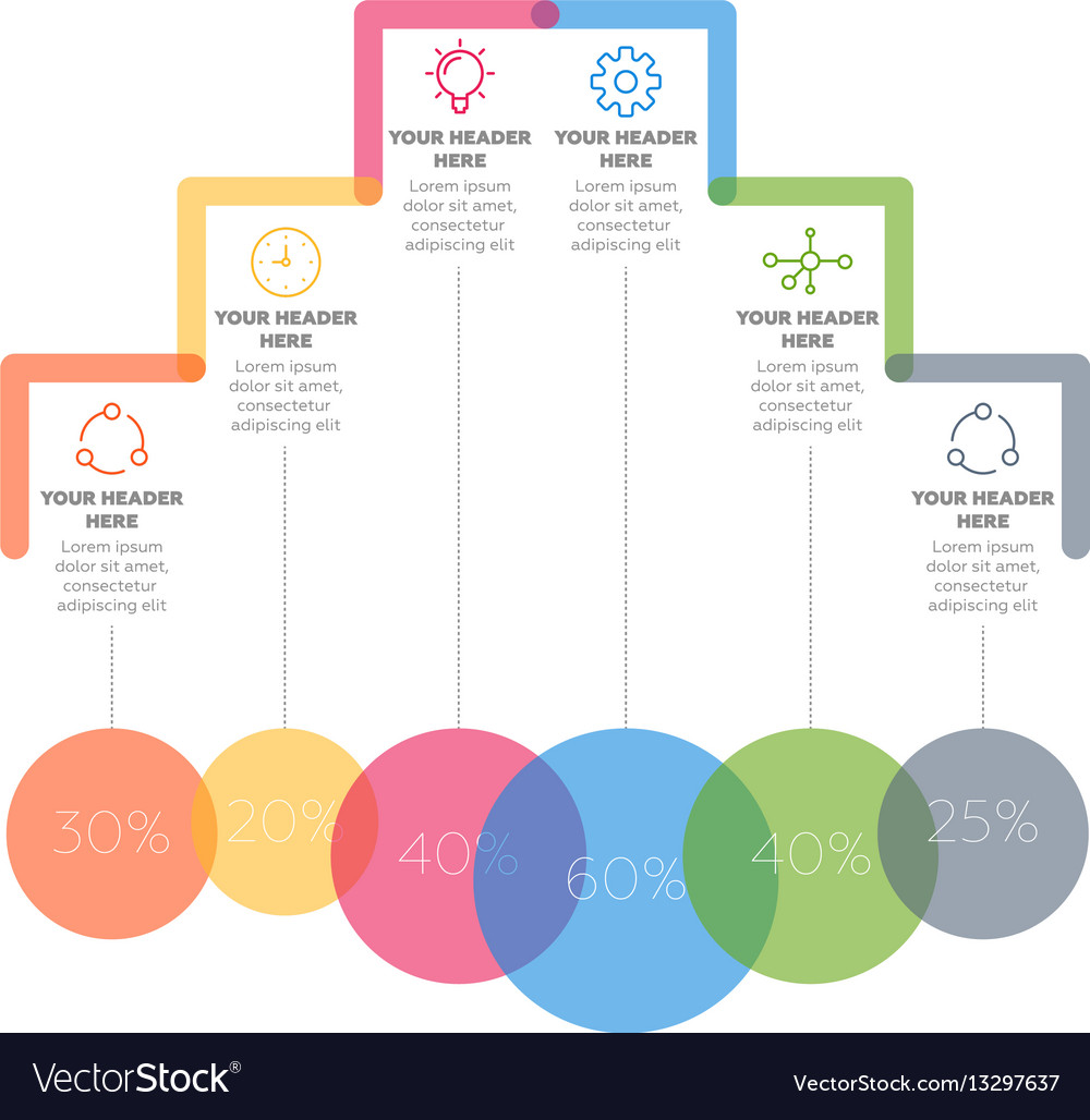 Infographics elements six steps process Royalty Free Vector