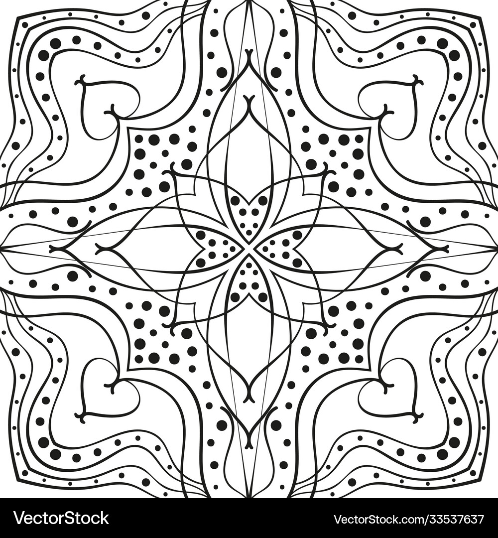 Ornamental background for coloring book in black Vector Image