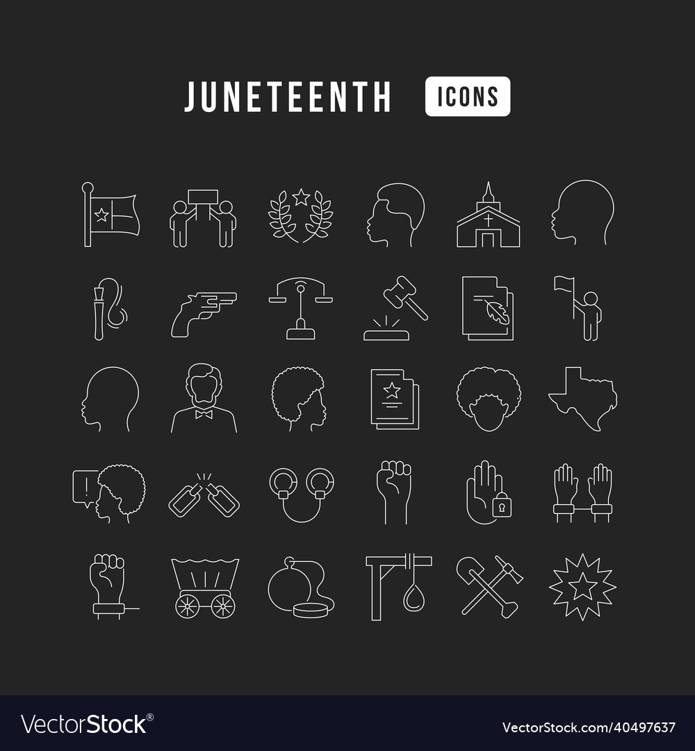 Set of linear icons juneteenth Royalty Free Vector Image