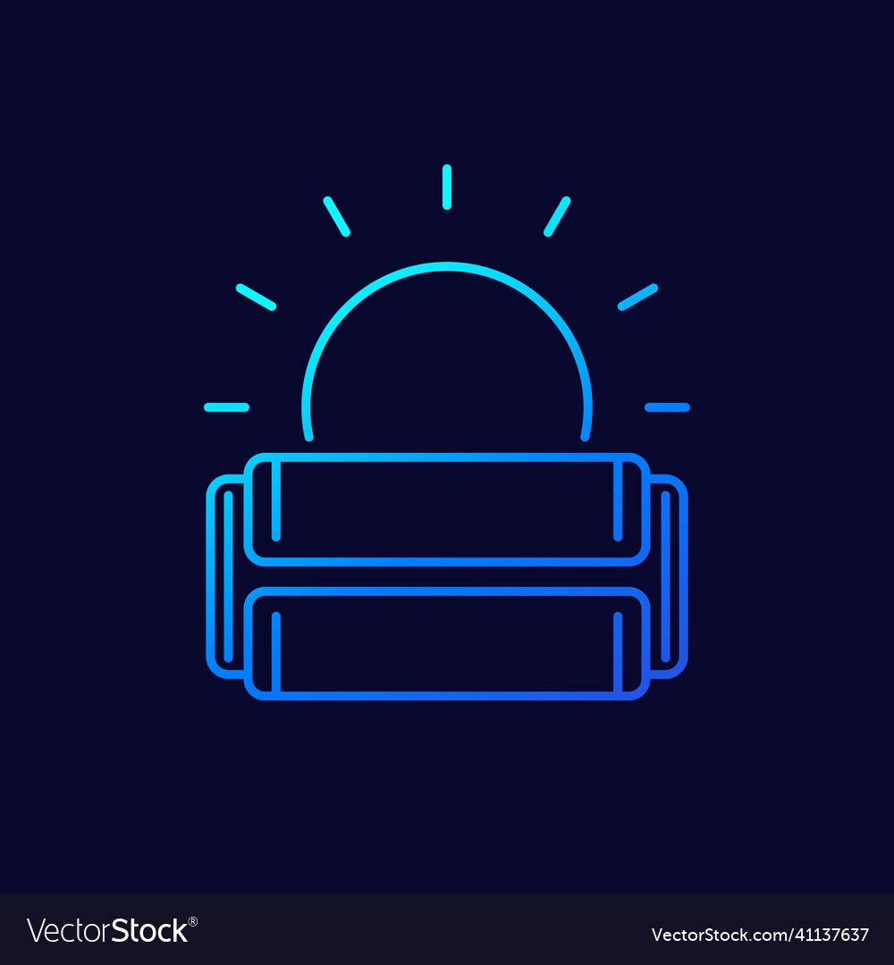 Uv light disinfection line icon on dark Royalty Free Vector
