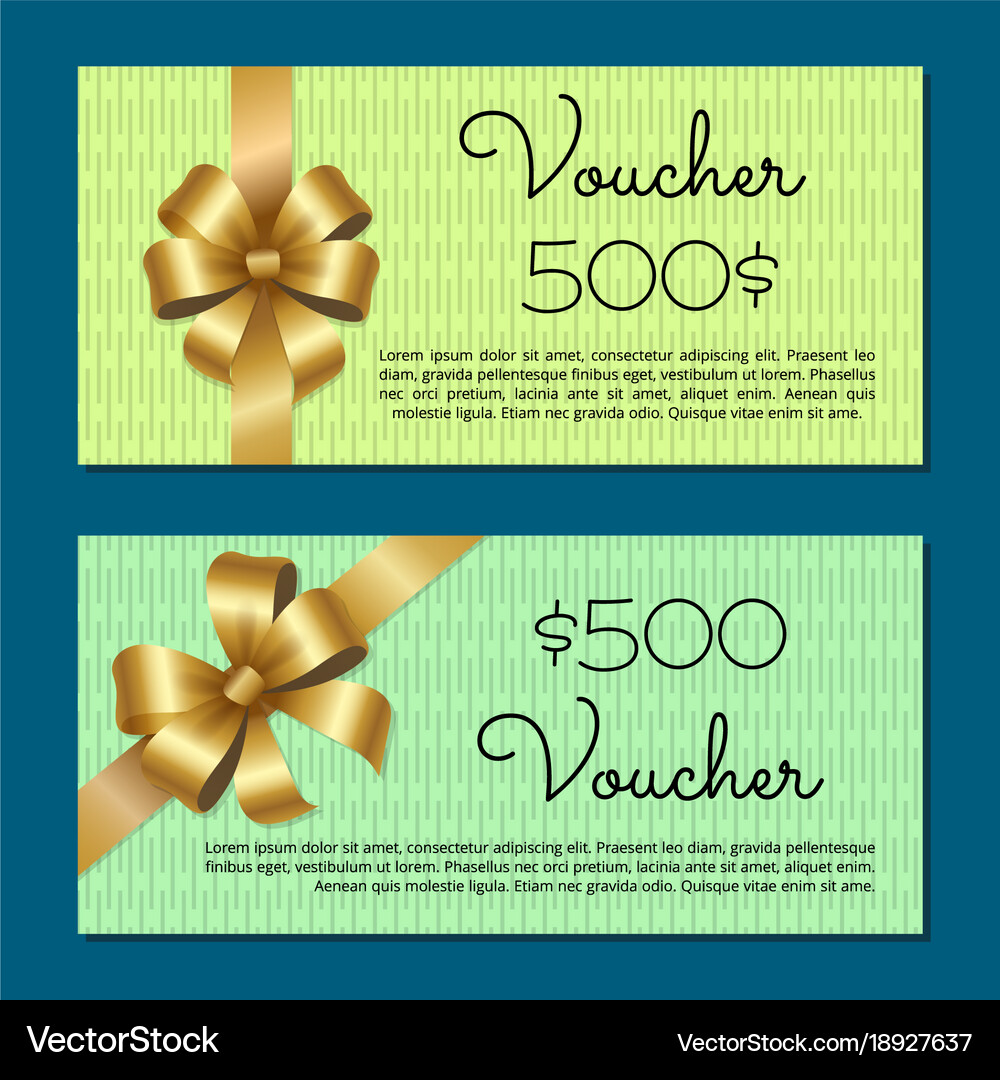 Voucher 500 set gift certificates for discounts Vector Image