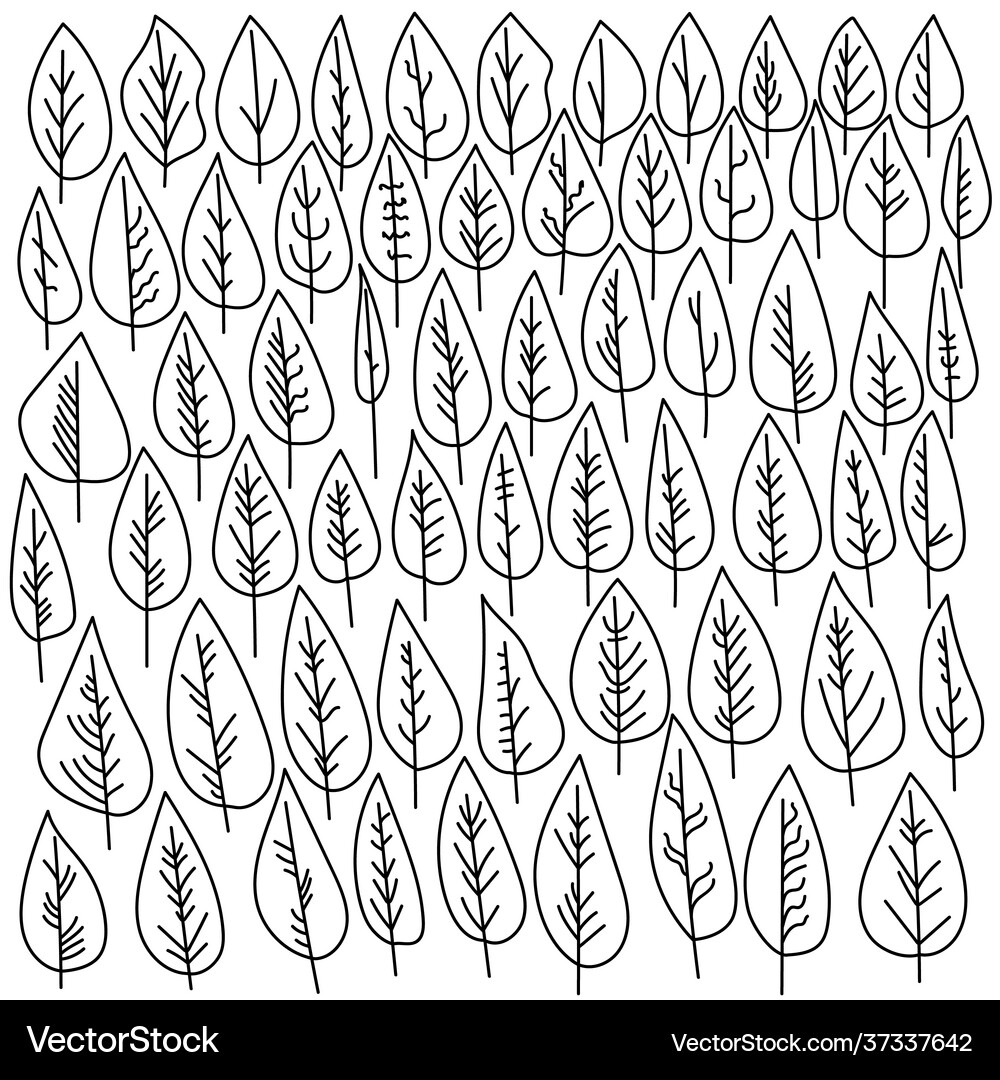 A set doodle leaves with wide leaf blade Vector Image