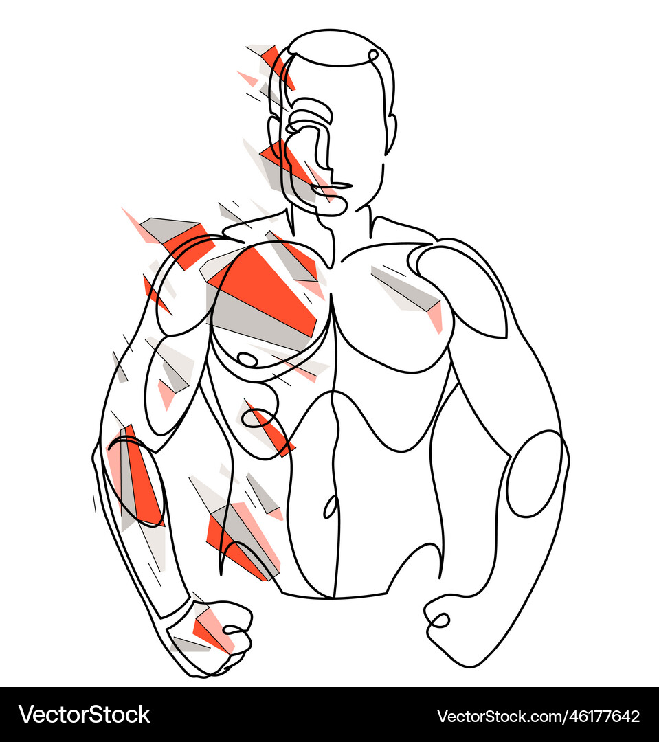 Athletic man torso linear polygonal male beauty Vector Image