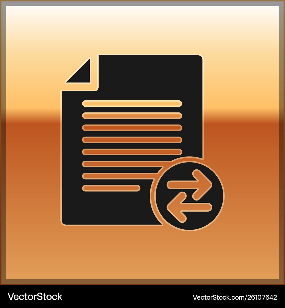 Black transfer files icon isolated on gold Vector Image