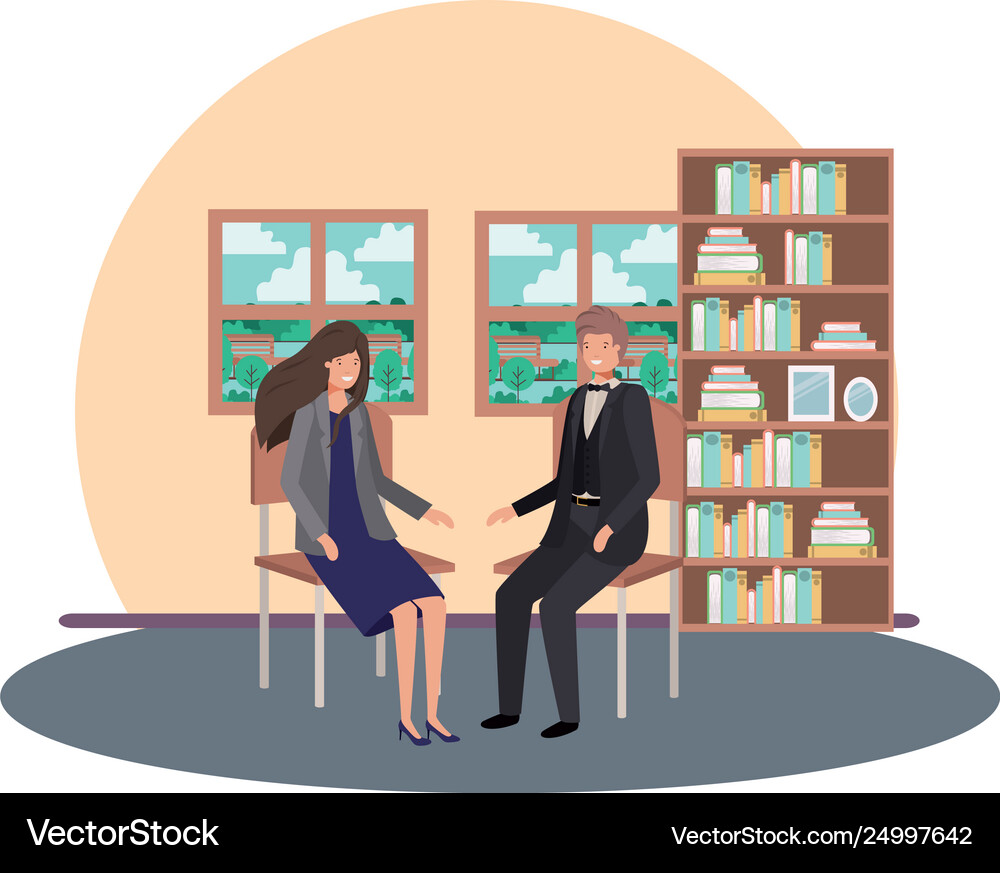 Business people sitting with view landscape Vector Image
