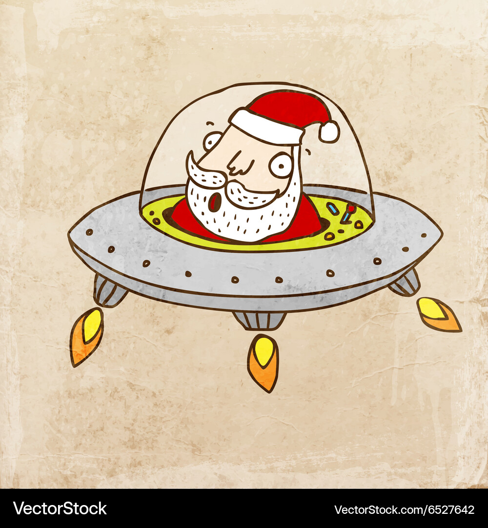 Cartoon Santa in Spaceship Royalty Free Vector Image