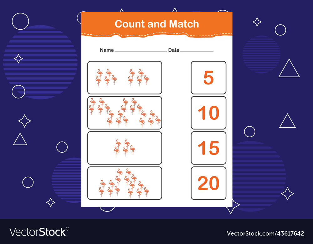 Count and match with the correct number how Vector Image