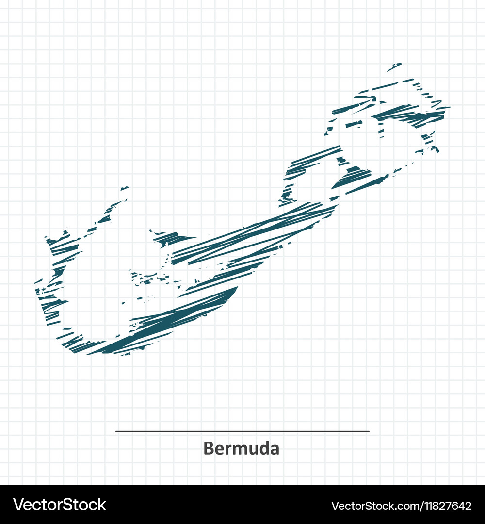 Doodle sketch of bermuda map Royalty Free Vector Image