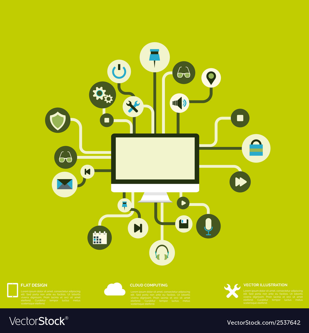 Flat abstract background with web icons interface Vector Image