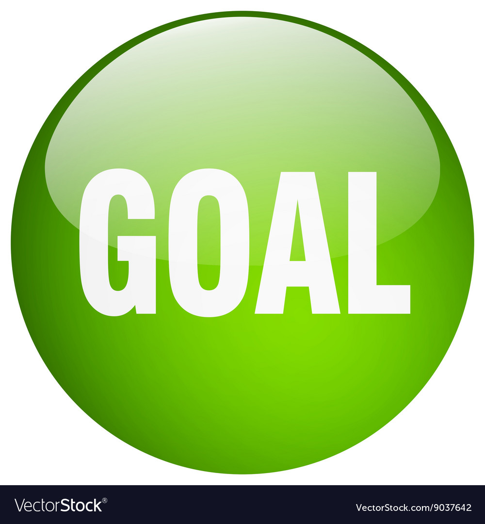 Goal green round gel isolated push button Vector Image