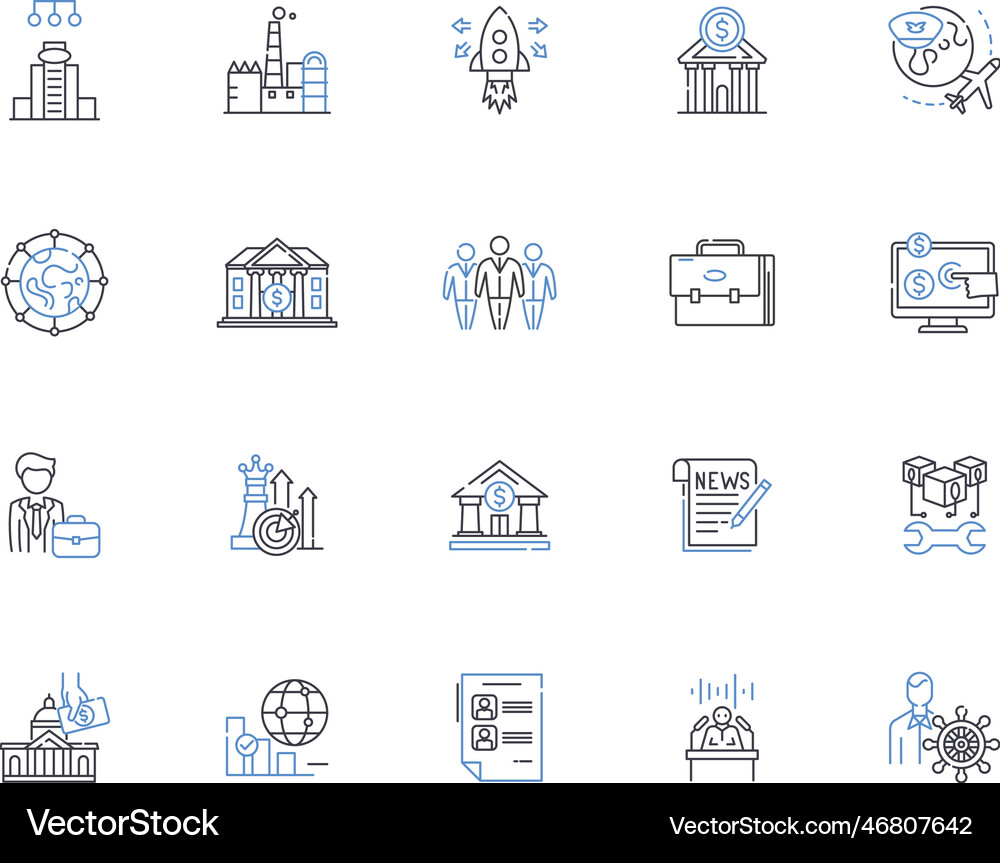 Judiciary bench line icons collection justice Vector Image