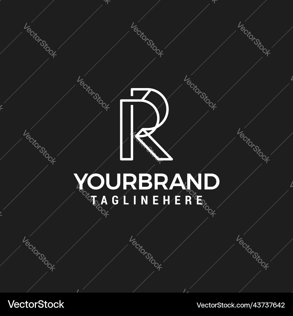 Letter r logo monogram mockup hipster black Vector Image