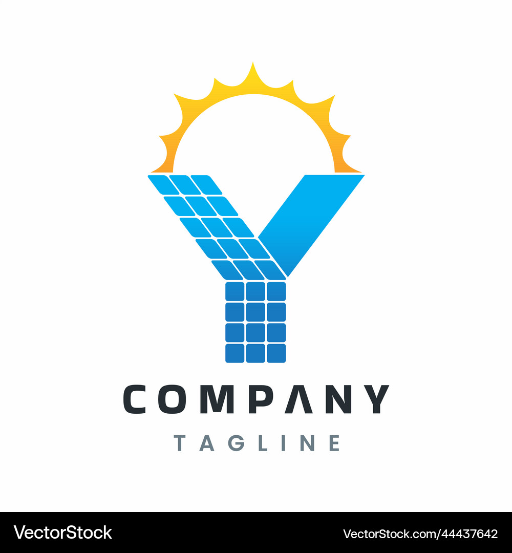 Letter y solar energy logo solar power panel Vector Image
