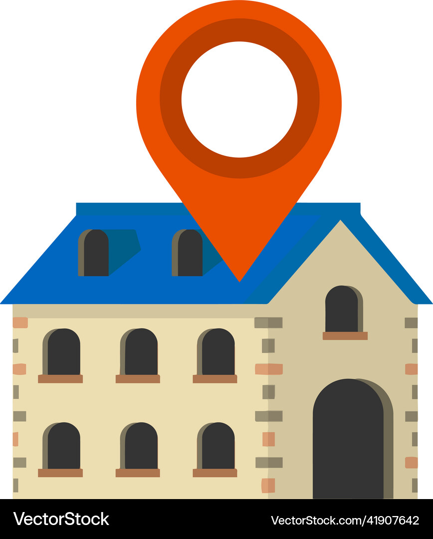 Map pin cozy suburban house Royalty Free Vector Image