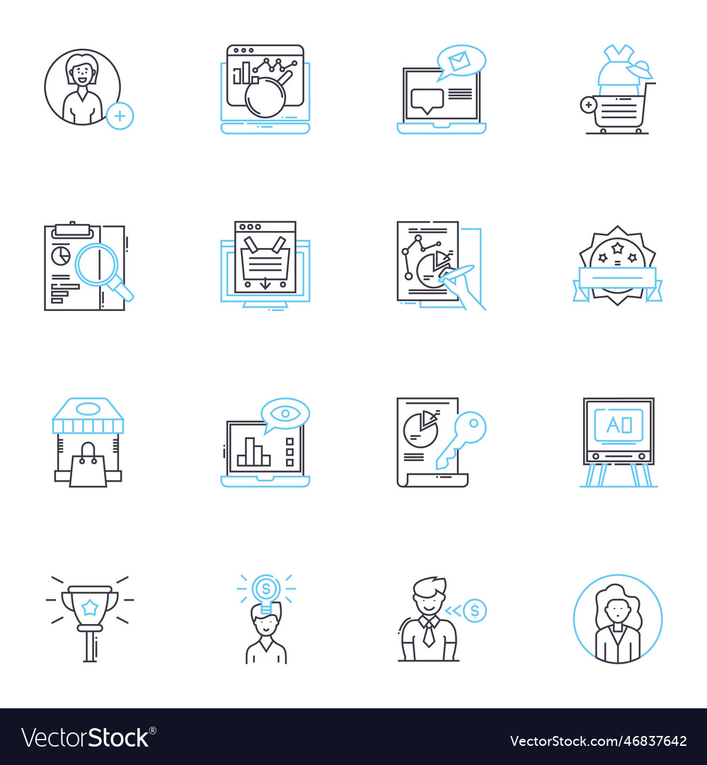 Marketing campaign linear icons set strategy Vector Image Marketing campaign linear icons set strategy Vector Image