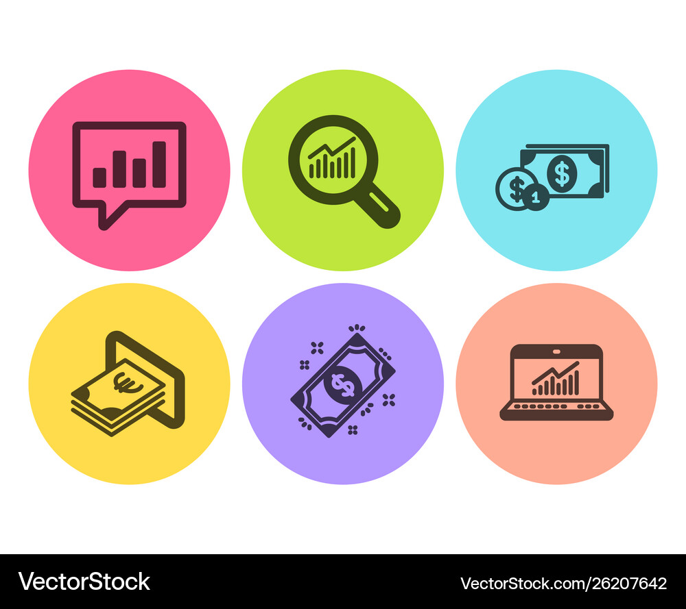 Payment dollar money and analytical chat icons Vector Image