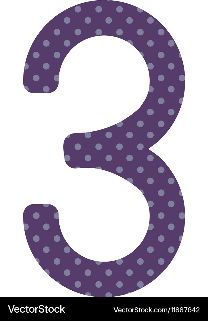 Purple number three design over lilac dotted Vector Image