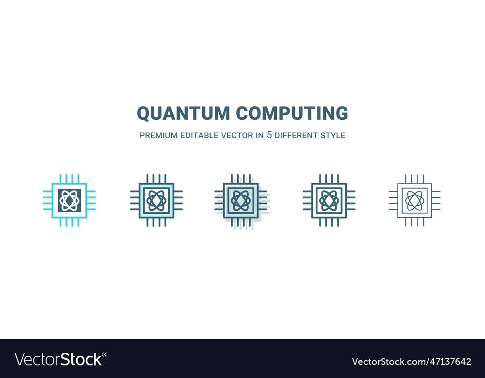 Quantum computing icon in 5 different style Vector Image Quantum computing icon in 5 different style Vector Image