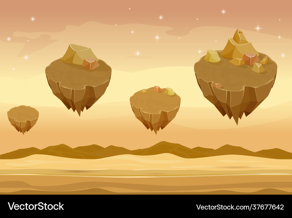 Seamless cartoon desert landscape sandy Royalty Free Vector