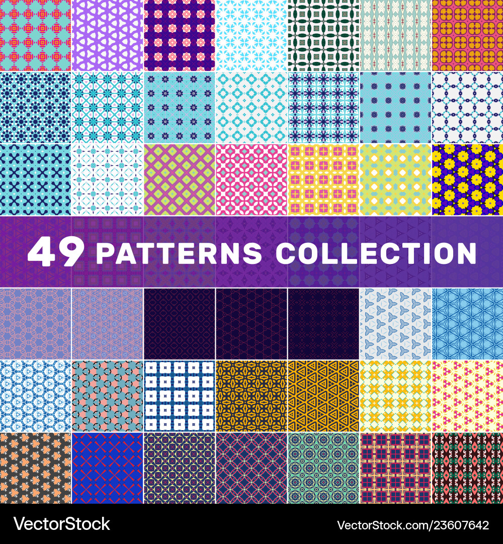 Set 49 geometric abstract patterns decorative Vector Image
