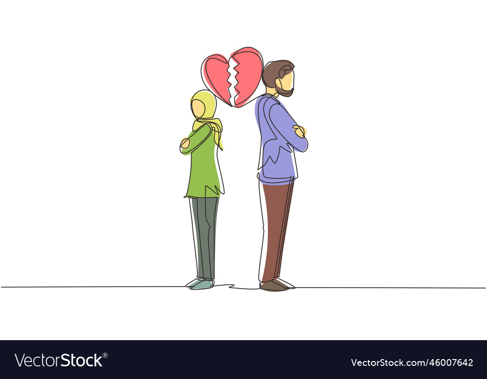 Single continuous line drawing divorced arabian Vector Image Single continuous line drawing divorced arabian Vector Image