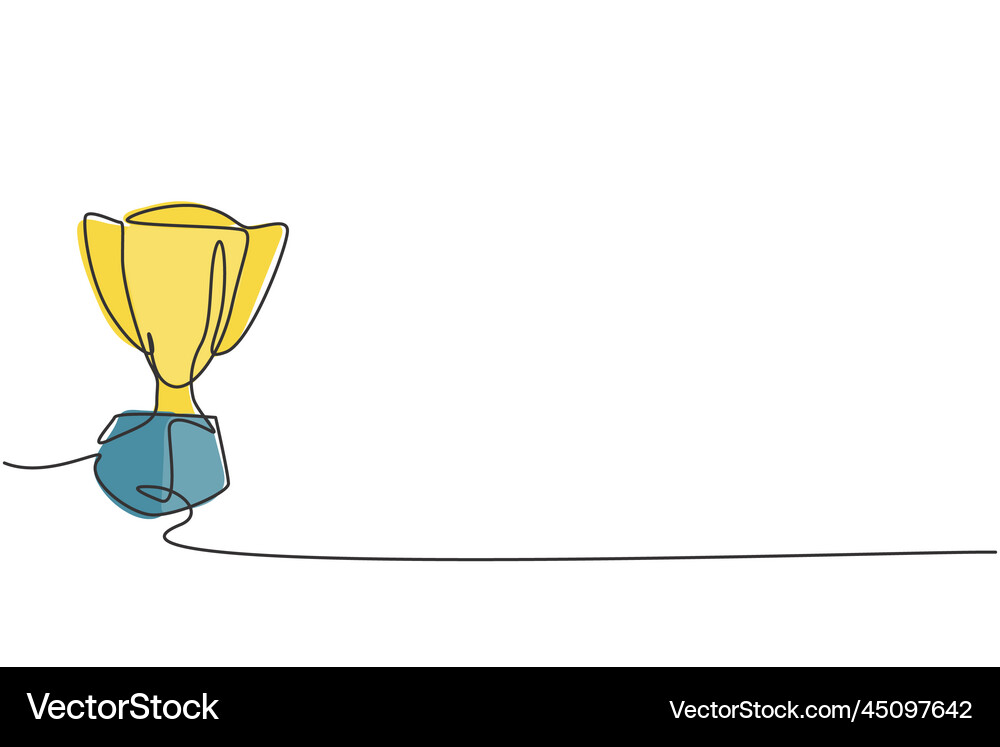 Single one line drawing of trophy champion Vector Image
