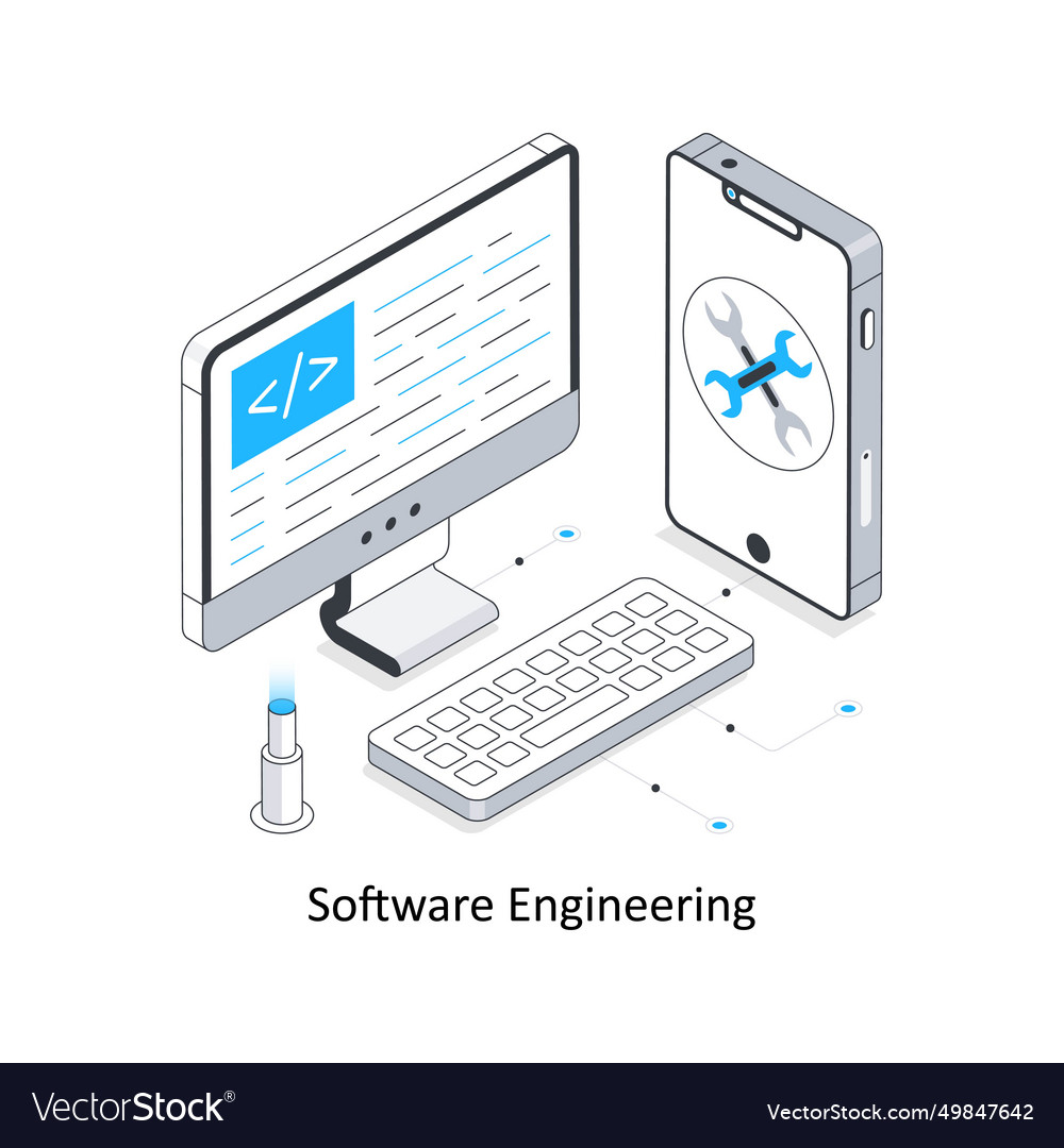 Software engineering isometric stock Royalty Free Vector