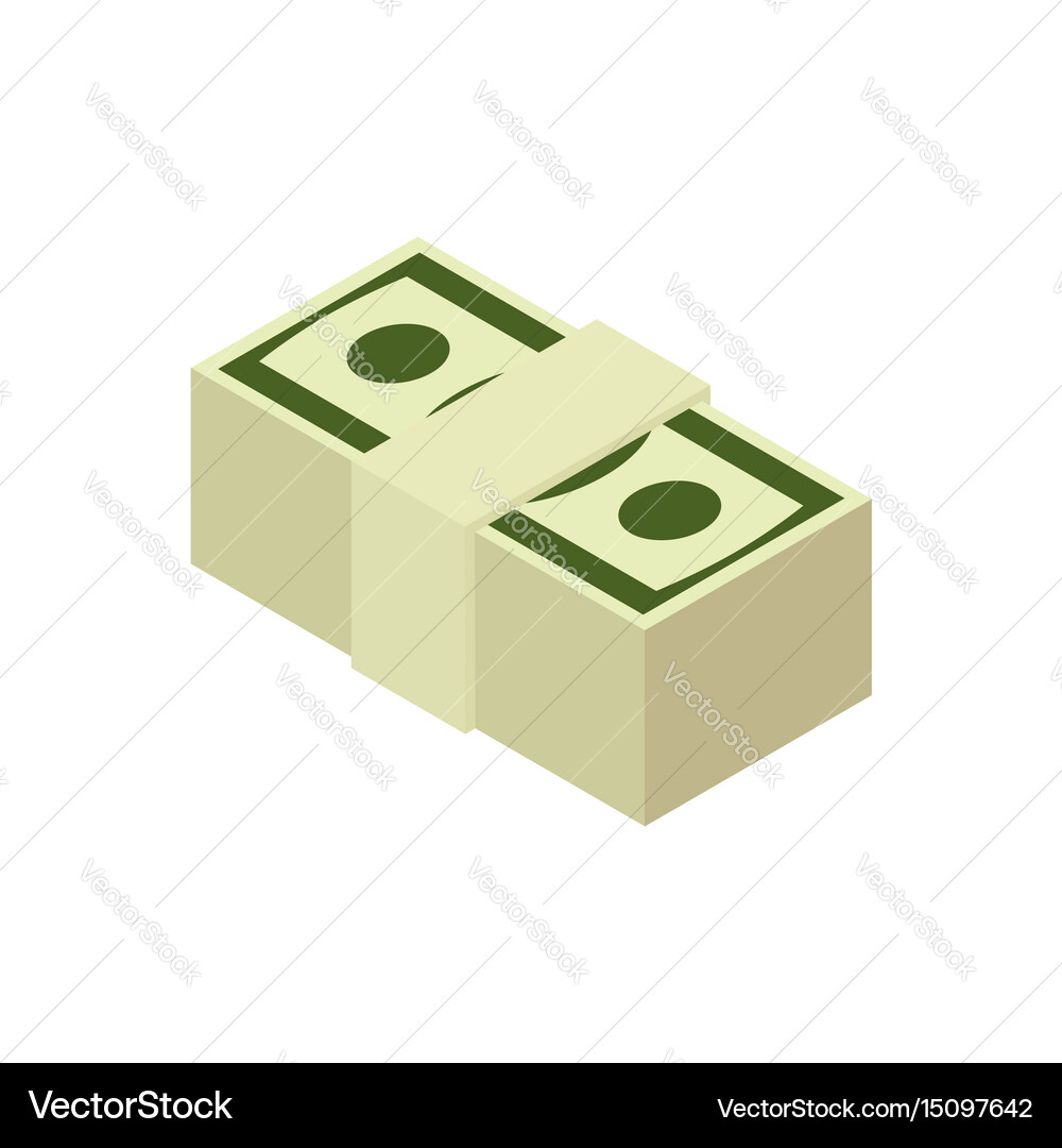 Stack of cash isolated pile money pack Royalty Free Vector