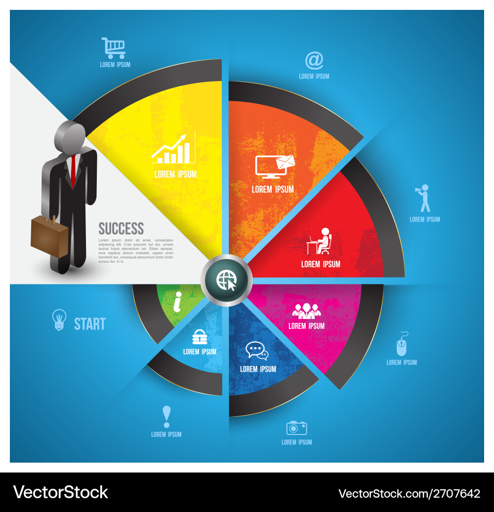 Step circle icons with business man Royalty Free Vector