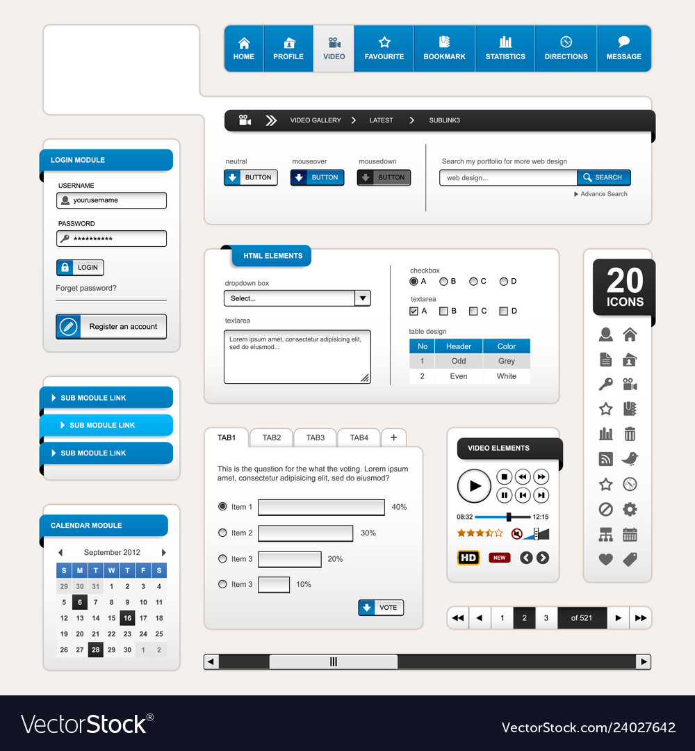 Web design element template a set Royalty Free Vector Image