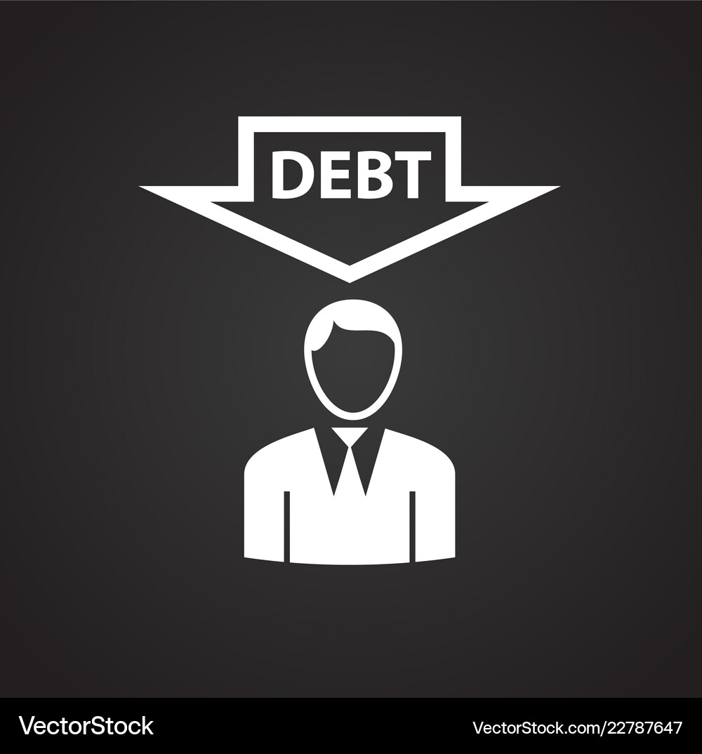 Businessman with debt on black background Vector Image