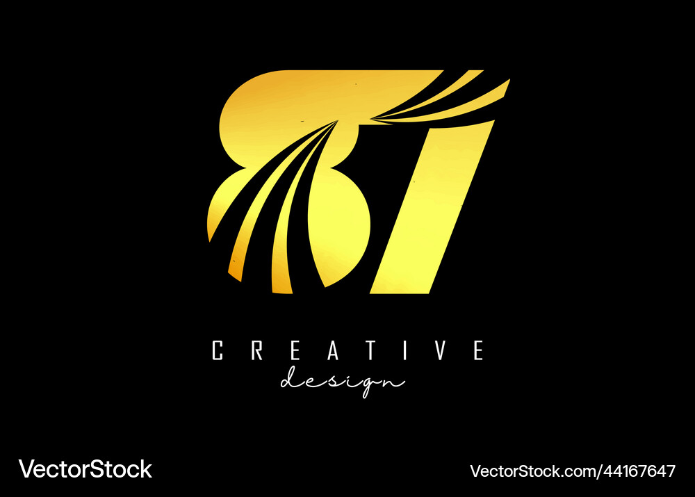 Golden creative number 87 8 7 logo with leading Vector Image