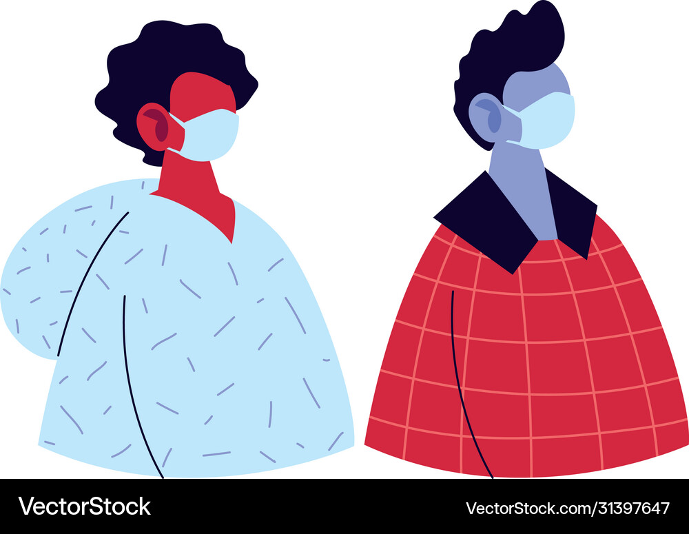 Men avatars cartoons with masks design Royalty Free Vector