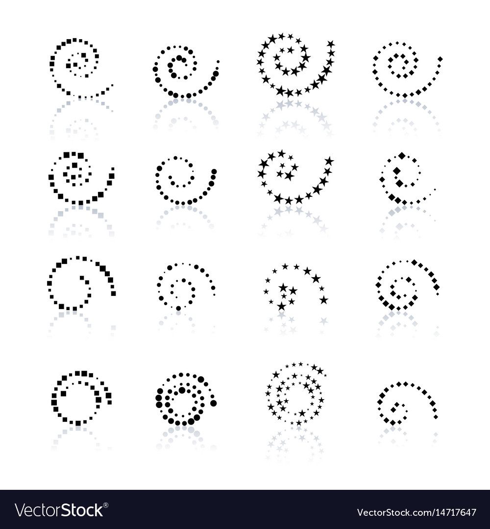Set dotted spirals Royalty Free Vector Image - VectorStock
