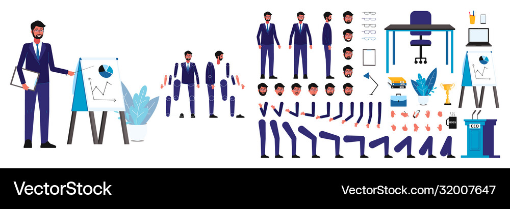 Set figures and body head and arms legs Royalty Free Vector