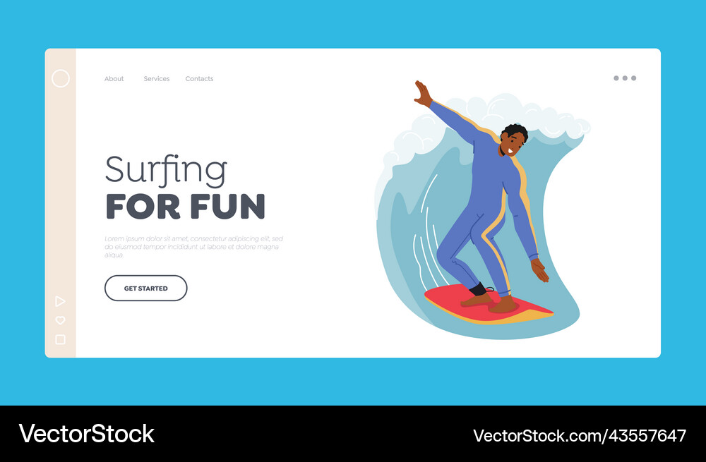 Surfing relax in ocean landing page template Vector Image