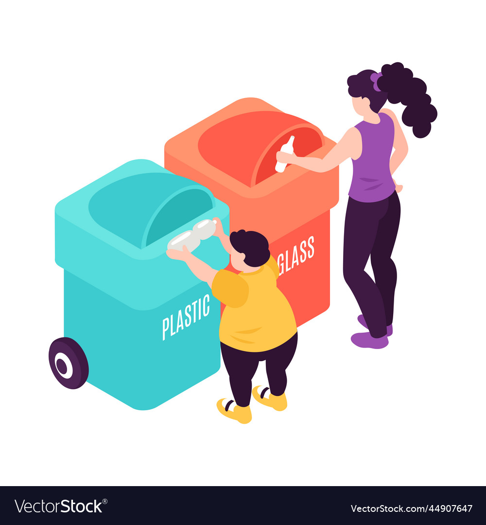 Waste separation containers composition Royalty Free Vector