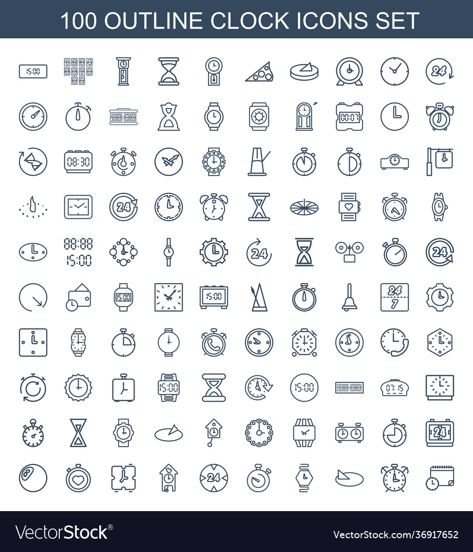 100 clock icons Royalty Free Vector Image - VectorStock