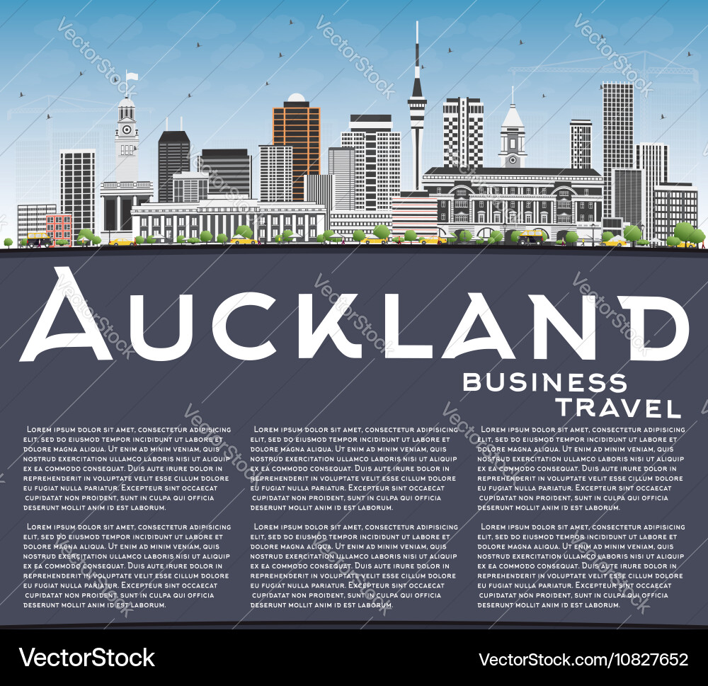 Auckland Skyline with Gray Buildings Royalty Free Vector