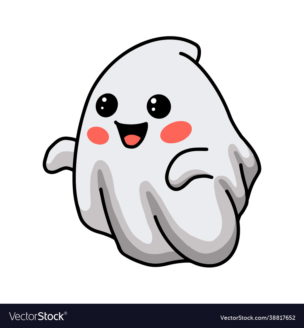 Cartoon cute halloween white ghost Royalty Free Vector Image