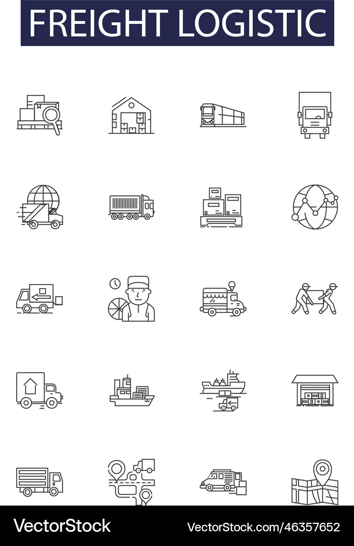 Freight logistic line icons and signs Royalty Free Vector
