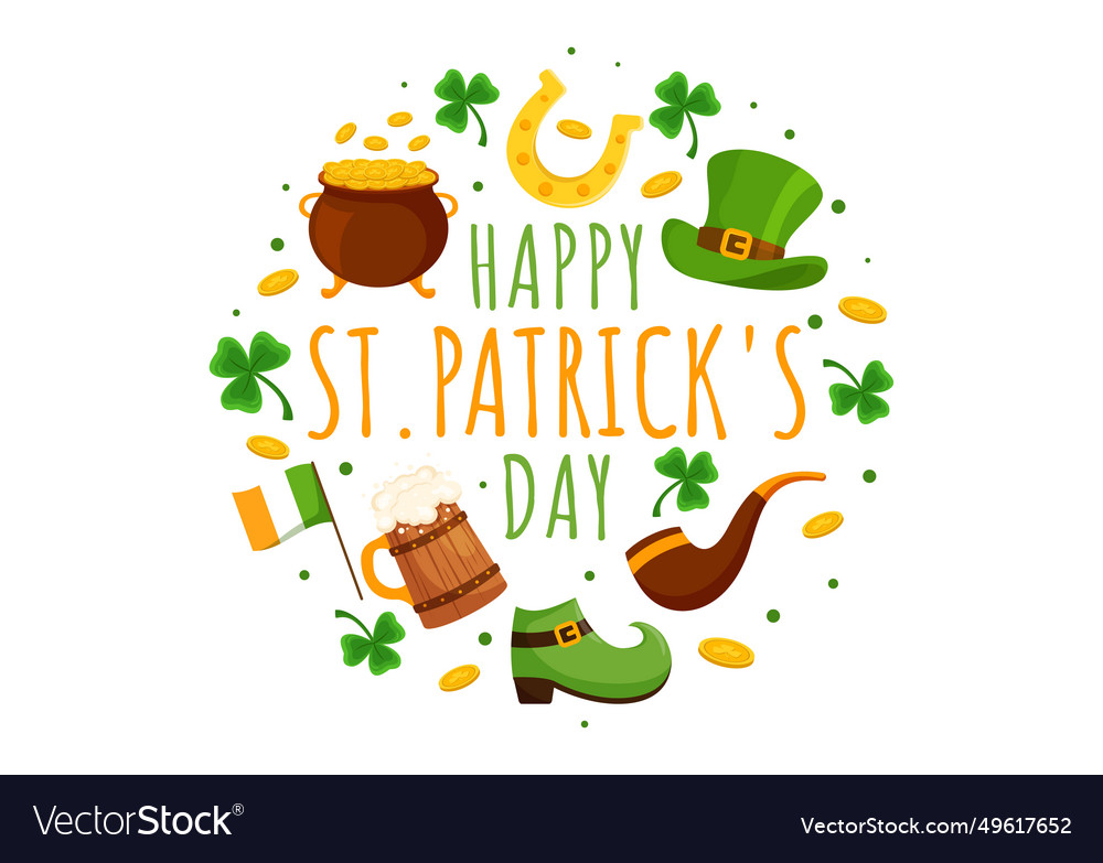 Happy st patricks day on 17 march with golden Vector Image