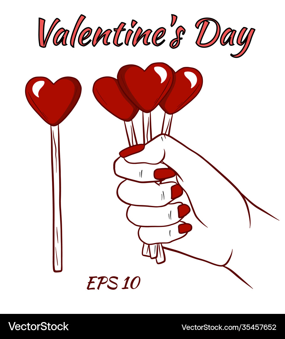 Heart on a stick hearts in hand Royalty Free Vector Image