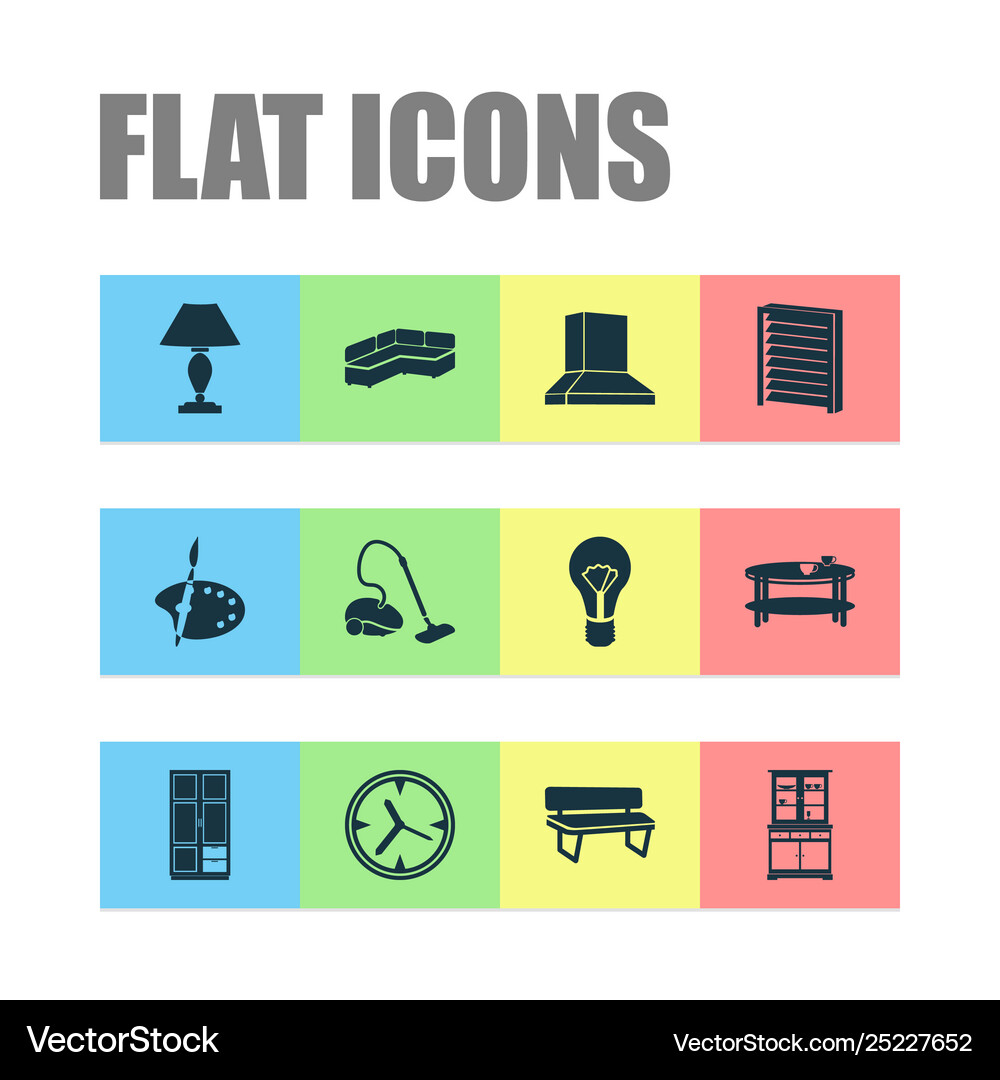 Housing icons set with louvers wall clock lamp Vector Image